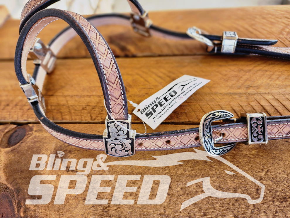 Two Ear Leather Bridle with Antique Fittings – Bling and Speed