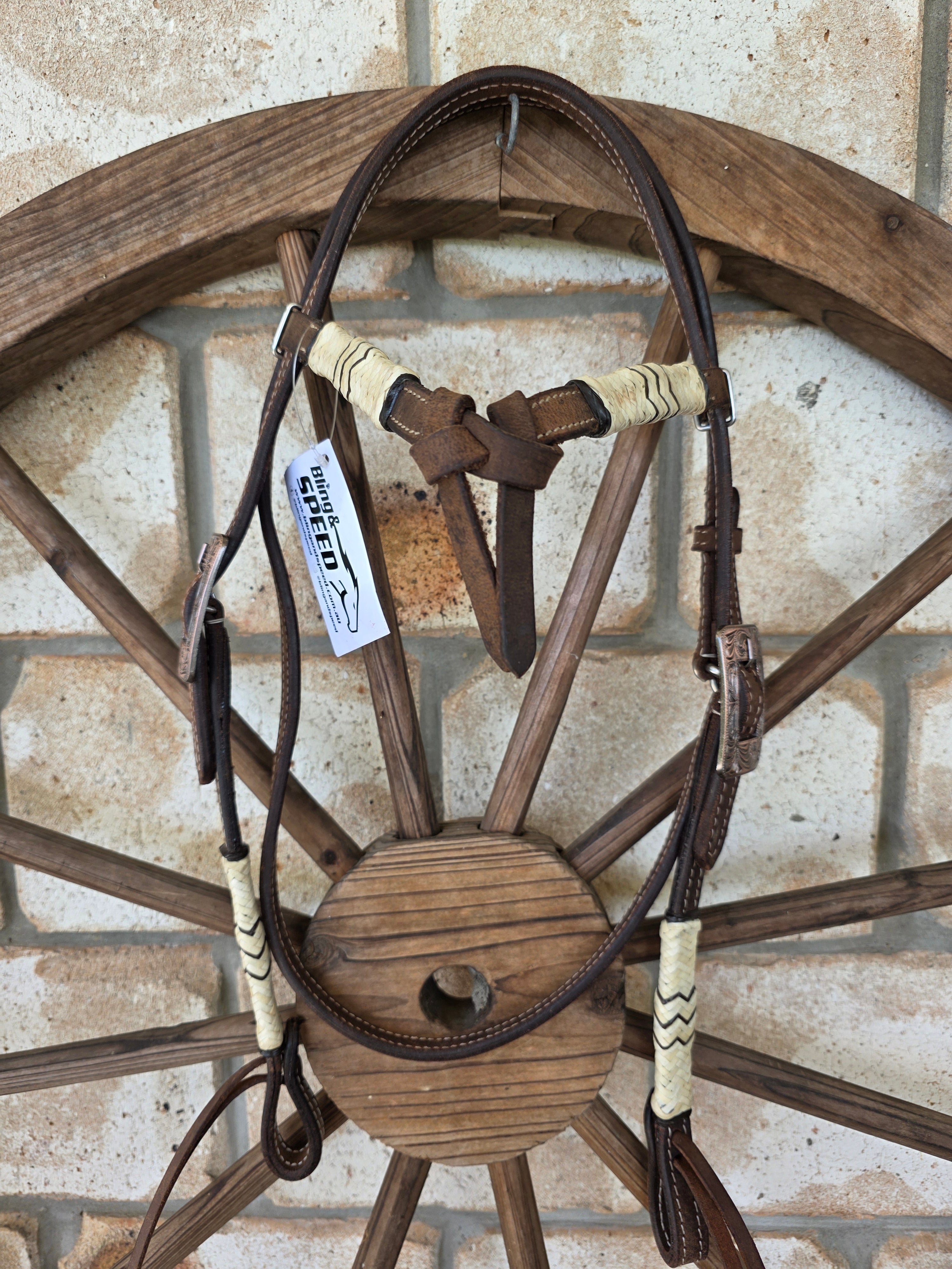 Futurity Knot with Rawhide Bridle Dark Oil – Bling and Speed