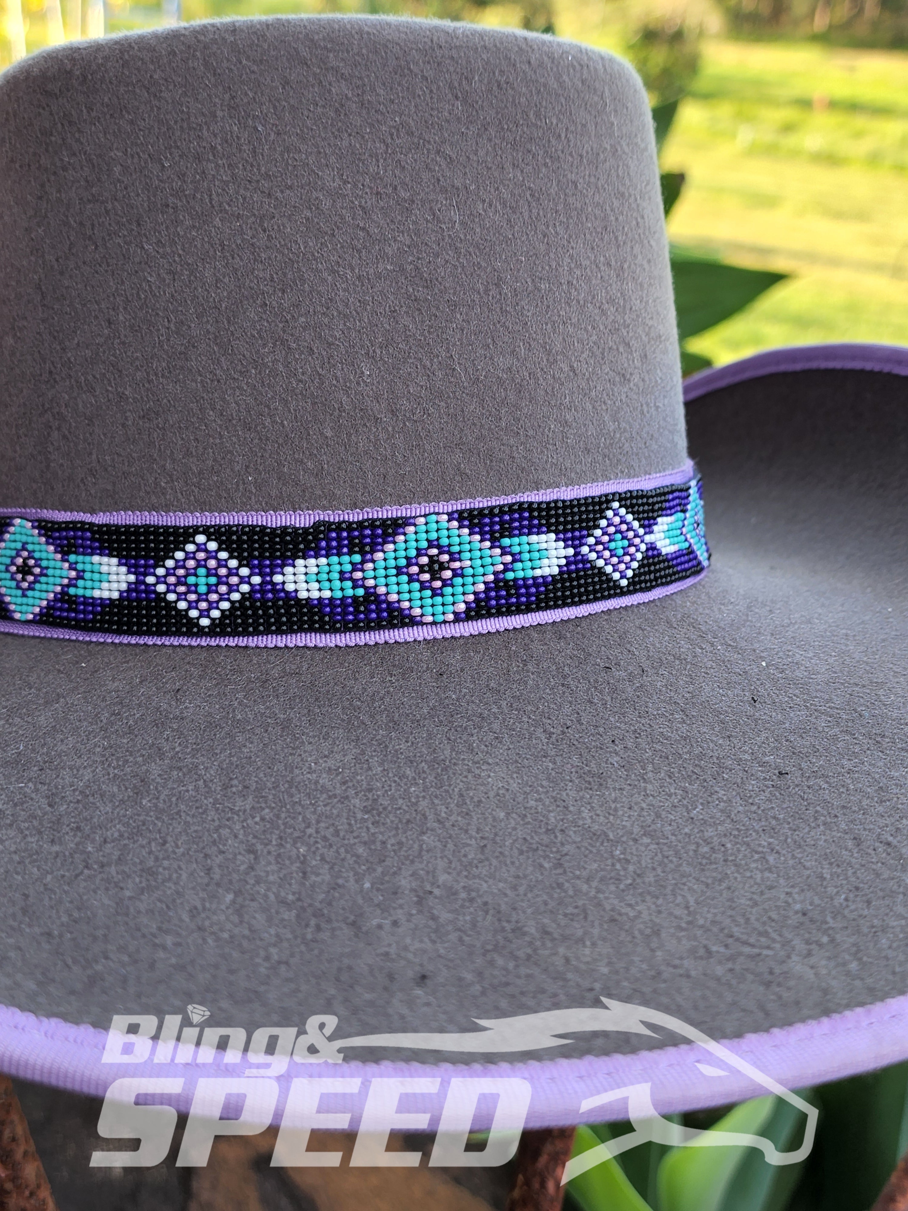 Black and Blue Beaded Diamond Hat Band – Bling and Speed